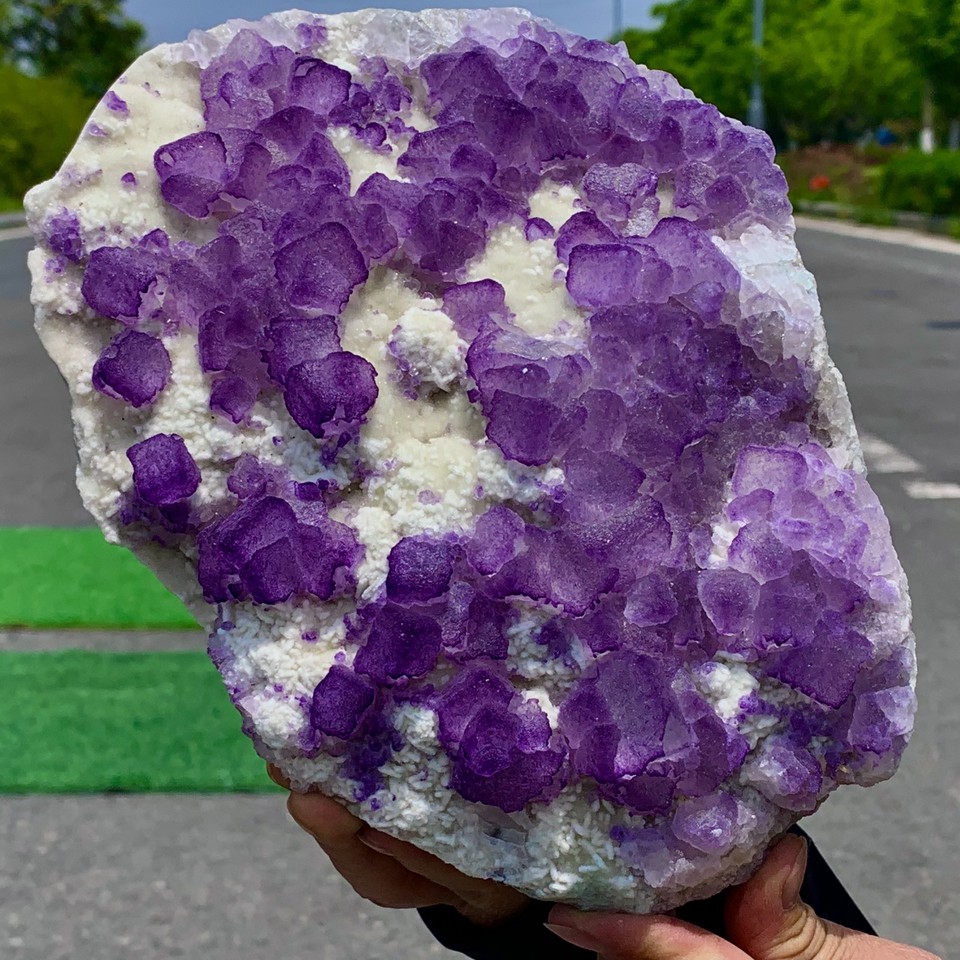 5.95LB Natural transparent purple fluorite mineral crystal sample/China ...