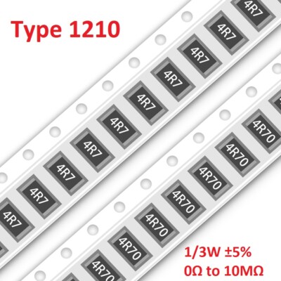 1210 SMD Resistors 1/3W ±5% SMT Resistance 170 Values Can Be Selected ...