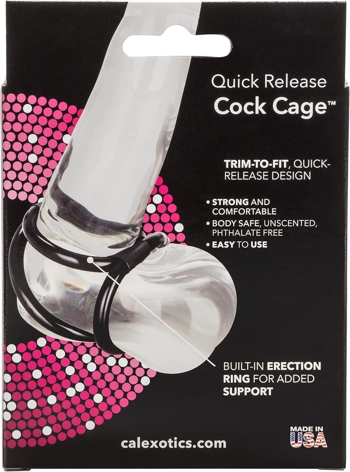 Cal Exotics Quick Release Cock Cage Black - Trim-To-Fit 3 Ring Erection ...