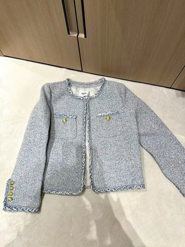 Authentic Celine Blue Tweed Cropped Jacket | eBay