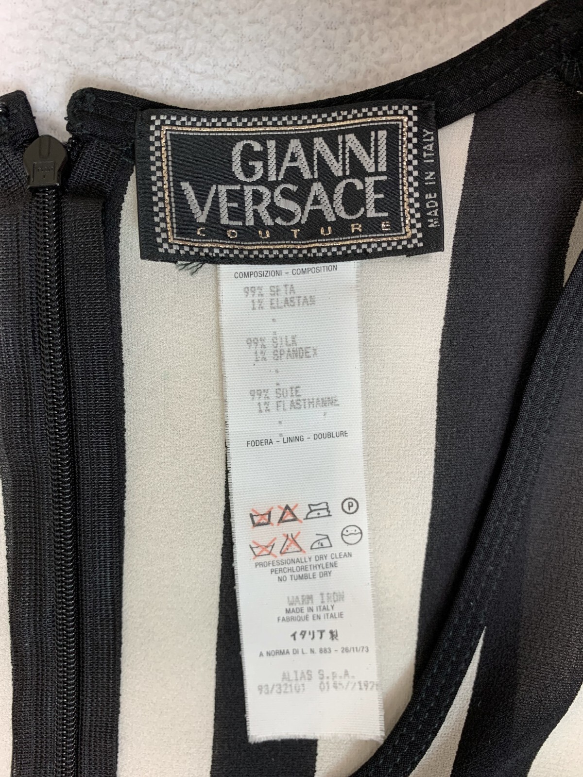 1993 Gianni Versace Sheer Stretch Silk Black & White … - Gem