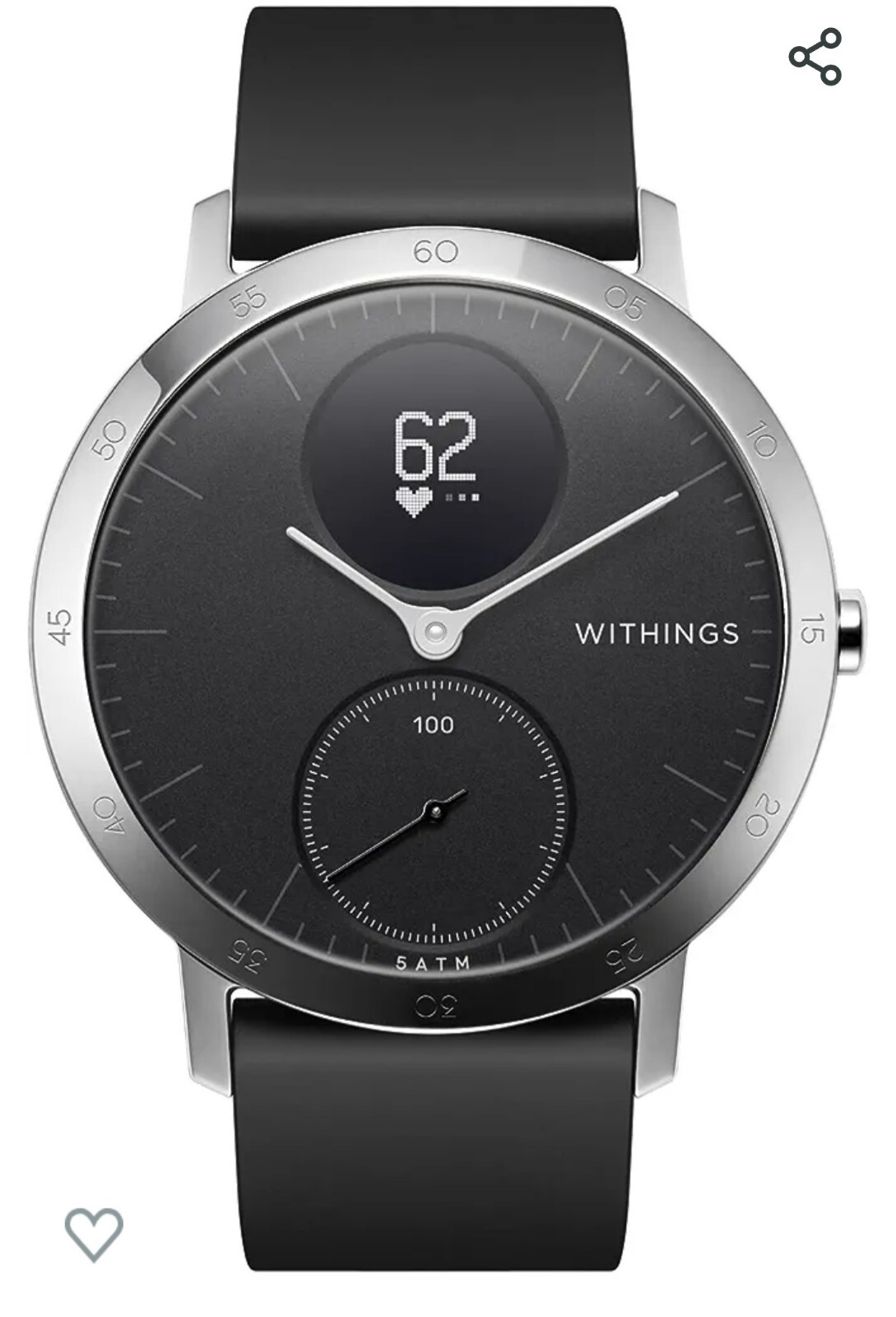 Withings Steel HR - Hybrid Smartwatch mit Silikonarmband in Schwarz ...