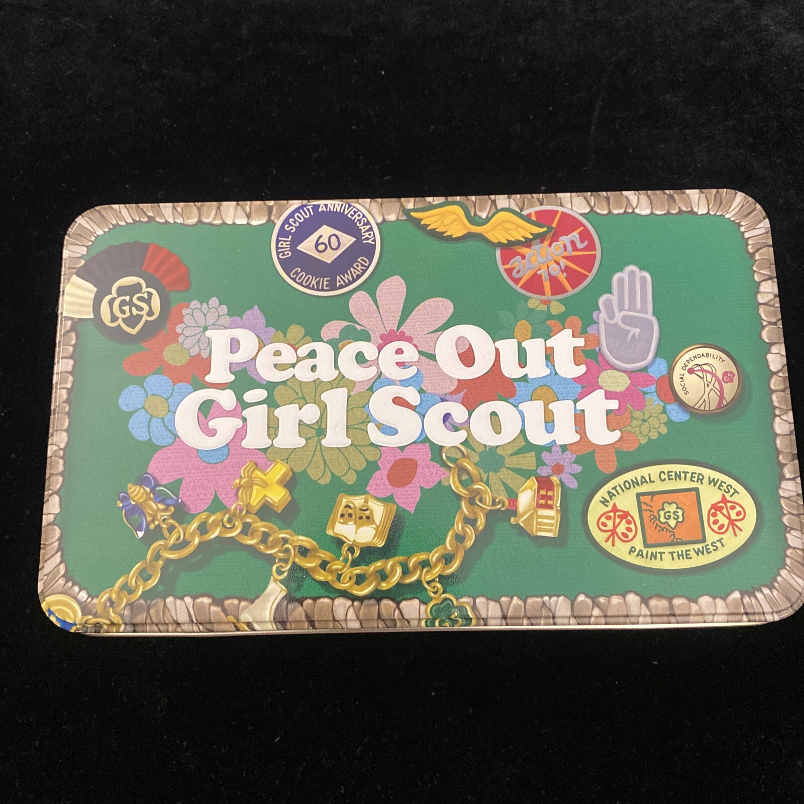 Girl Scouts Metal Tin Peace Out Girl Scout 60 Year Anniversary Empty ...