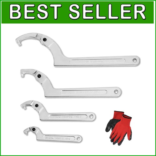 4-Piece Adjustable Spanner Hook Wrench Set for Hydraulic Ram ...
