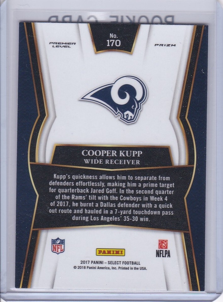 COOPER KUPP ROOKIE CARD 2017 Select Football RC Los Angeles Rams SUPER ...