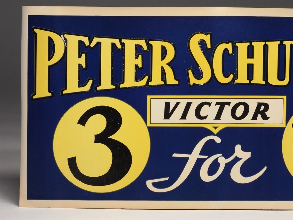 Antique "Peter Schuyler" Victory 3 for 25c Paper Cigar Store ...