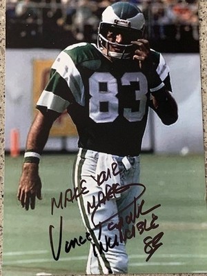 VINCE PAPALE "INVINCIBLE" PHILADELPHIA EAGLES AUTOGRAPHED SIGNED 5X7 ...