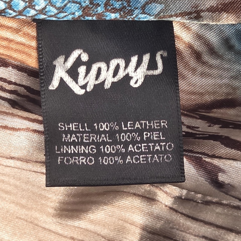 Kippys Studded Embroidered Leather Vest Cream Snake Print Lined Biker ...