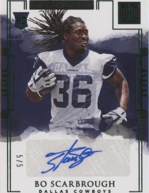 2018 Panini Impeccable - Rookie Autographs Bo Scarbrough #142 Emerald ...