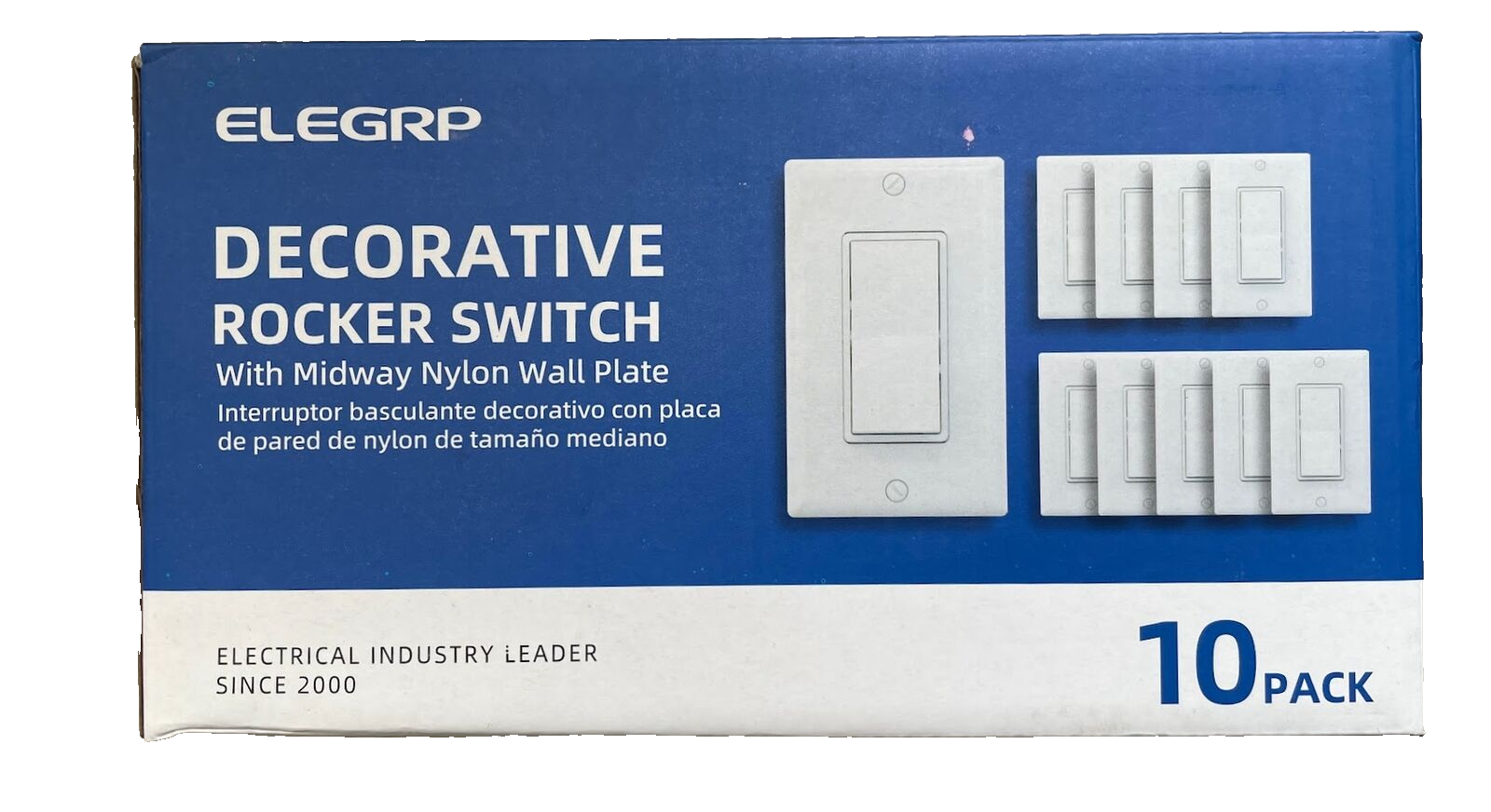 ELEGRP Decor 15Amp Single Pole Rocker Light Switch w/ Wall Plate White ...