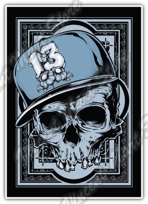 Lucky 13 Skull Rap Music Gift Idea Car Bumper Vinyl Sticker Decal 4"X5 ...