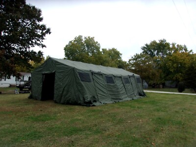 MILITARY TENT BASE- X 307 GREEN EASY UP 18' x 35' GARAGE HUNTING ...