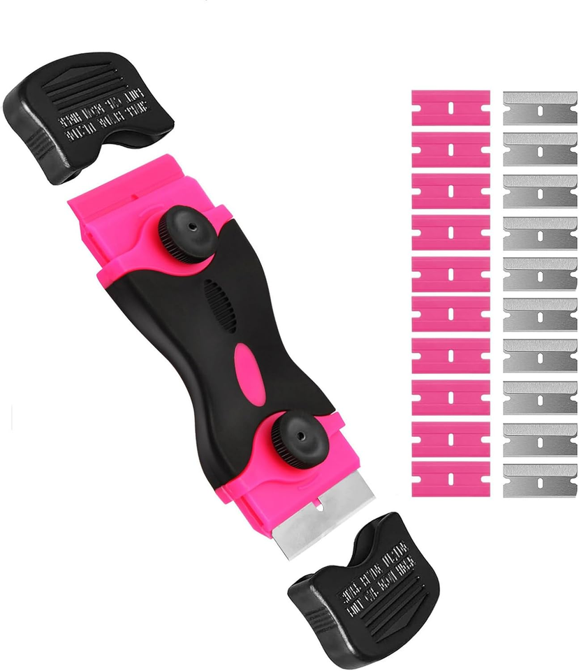 2Pack Razor Blade Scraper Tool, Cleaning Scraper Tool with 20Pcs Metal ...