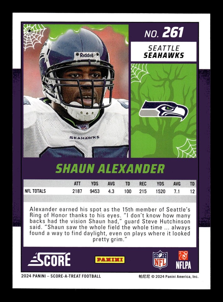 2024 Score-A-Treat #261 Shaun Alexander A-Treat - Green Bats | eBay