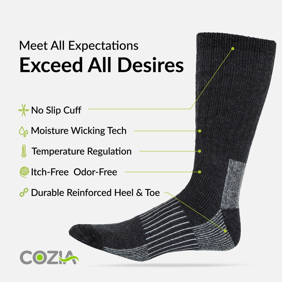 COZIA Merino Wool Socks Casual Warm Socks for Winter Cozy Boot Socks ...