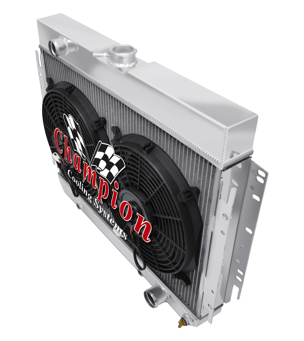 2 Row 1" Rel Champion Radiator W/ 2 12" Fans for 1964 65 66 1967 ...