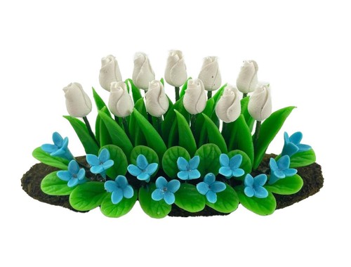 Dolls House White Tulips & Spring Flowers in Ground Miniature Garden ...