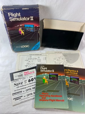Vintage 1984 Apple IIc IIe II+ SubLogic Flight Simulator II Disk, Maps ...