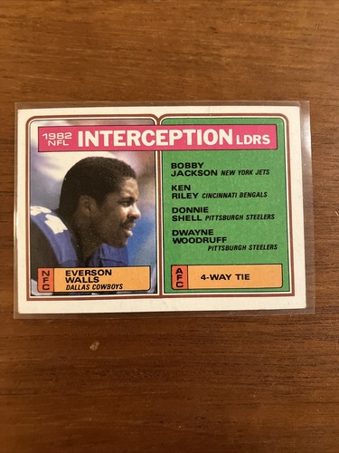 1983 TOPPS 1982 INTERCEPTION LEADERS #206 Walls COWBOYS Shell STEELERS ...