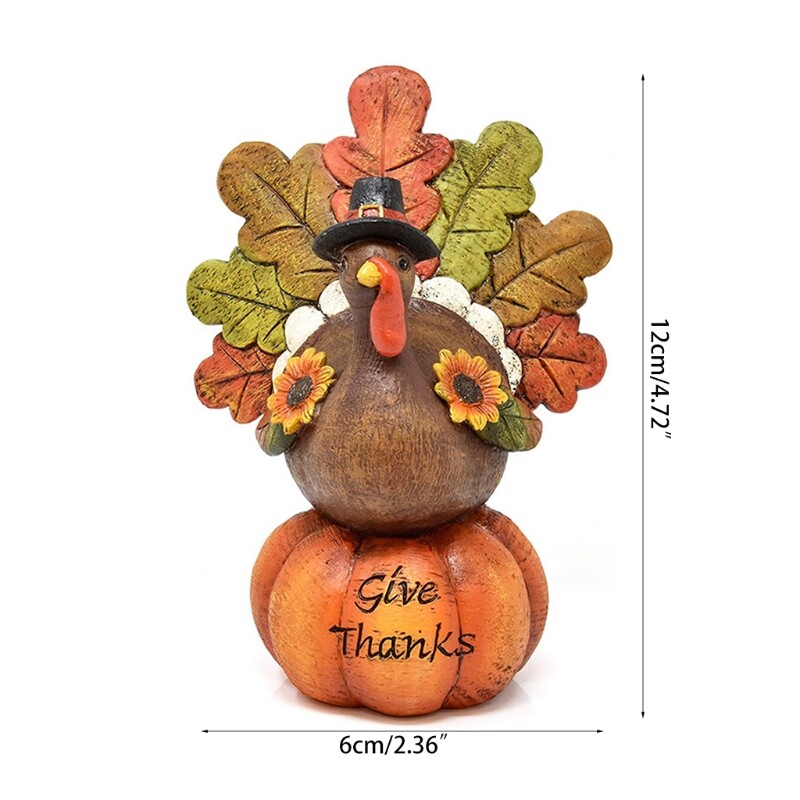 Thanksgiving Pumpkin Turkey Statue Resin Figurines Ornament Fall ...
