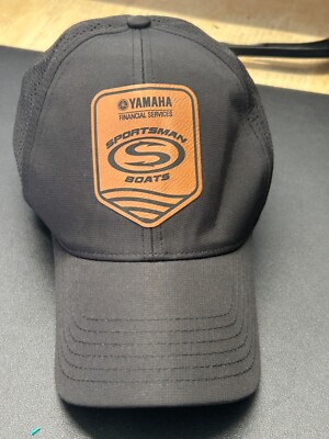 Yamaha Boats Hat, Black Cap w/ PATCH, Fishing, Shield Logo, LEATHER ...