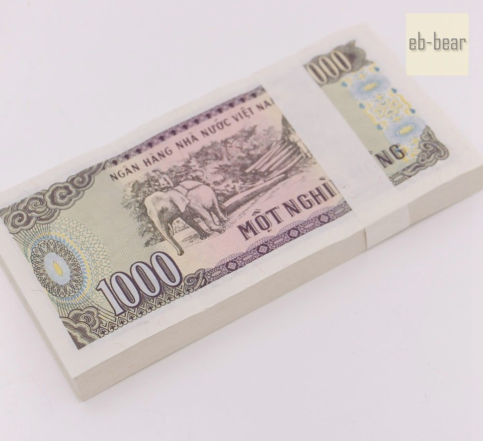 Lot 1000 Pcs Vietnam 1000 Dong Paper Money Banknotes Brick UNC ...