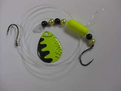 Walleye 2 Hook Floating Float Spinner Rigs Crawler Harness Chartreuse ...