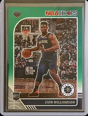 Zion Williamson - 2019-20 NBA Hoops Premium - Rookie - Green Prizm #258 ...