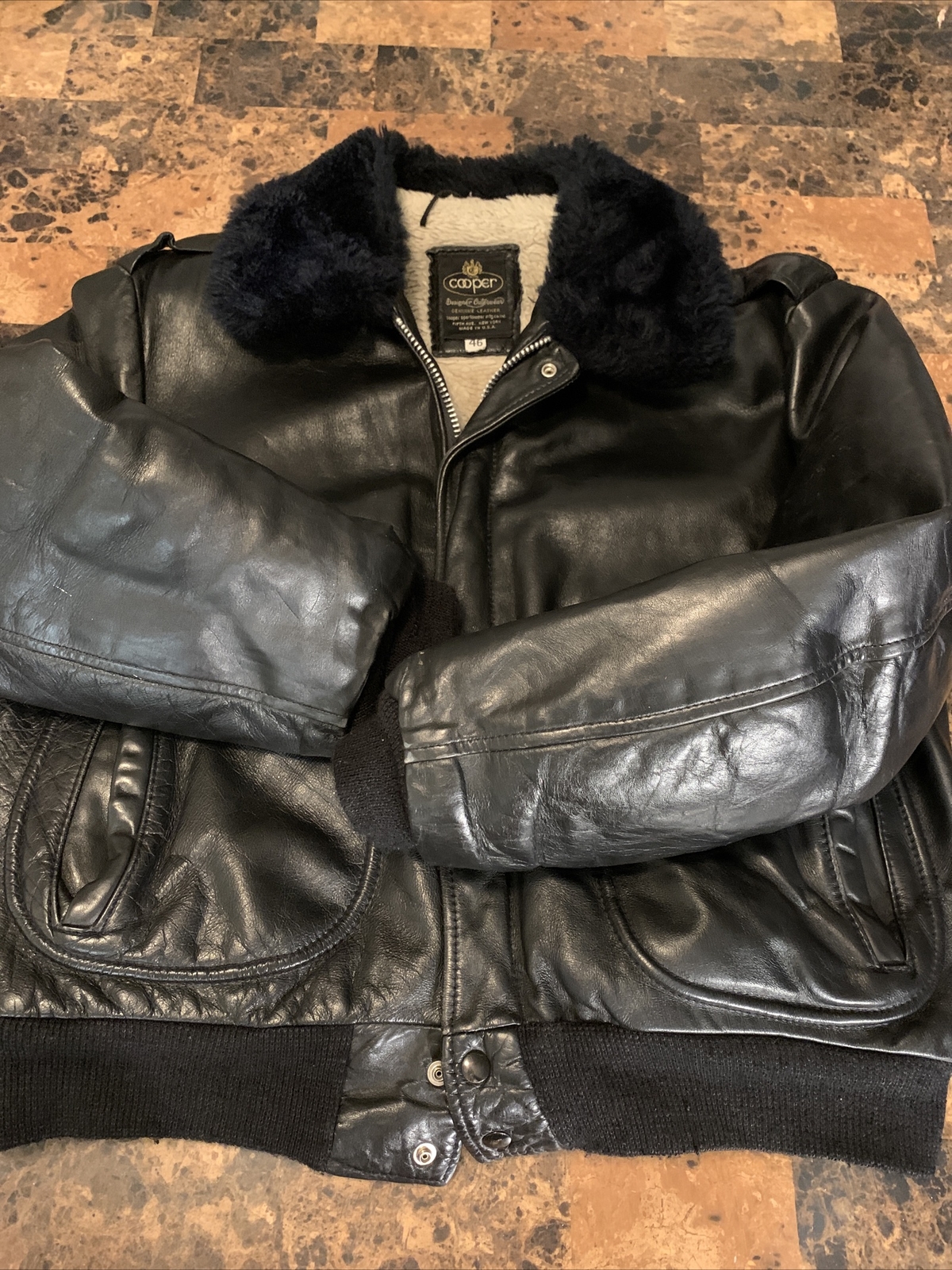 Vintage Cooper Flight USN Bomber Leather Military Jacket Made In USA ...