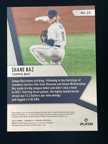 2022 Panini Chronicles - Threads Blue #25 Shane Baz /50 (RC) for sale ...