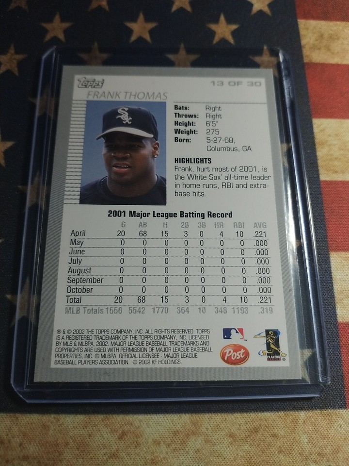2002 Topps - Post Cereal #13 Frank Thomas, Chicago White Sox HOF | eBay UK