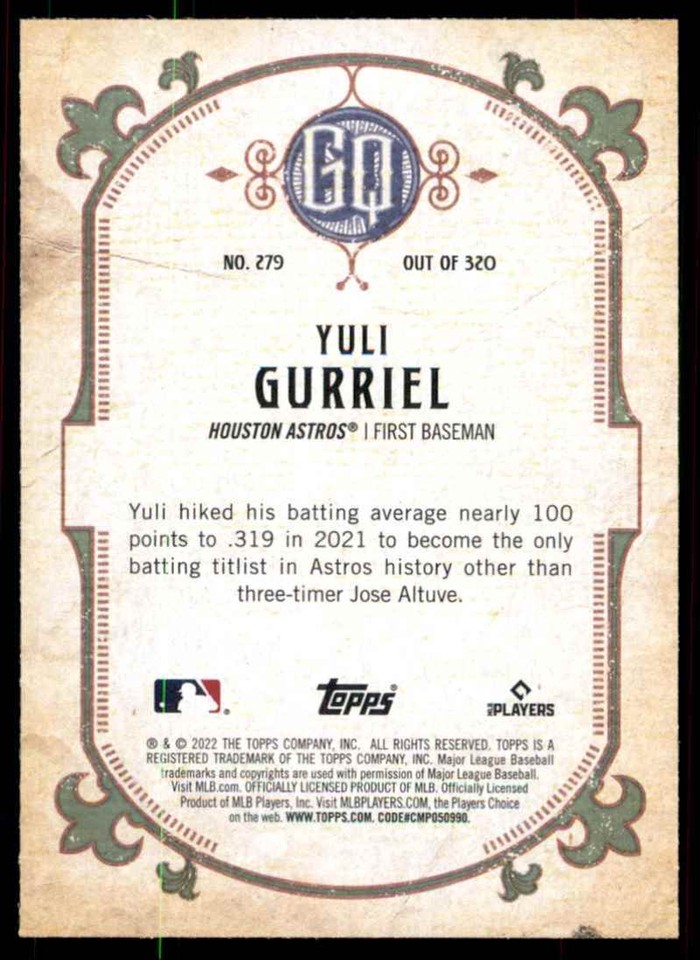 2022 Topps Gypsy Queen Green Yuli Gurriel #279 | eBay