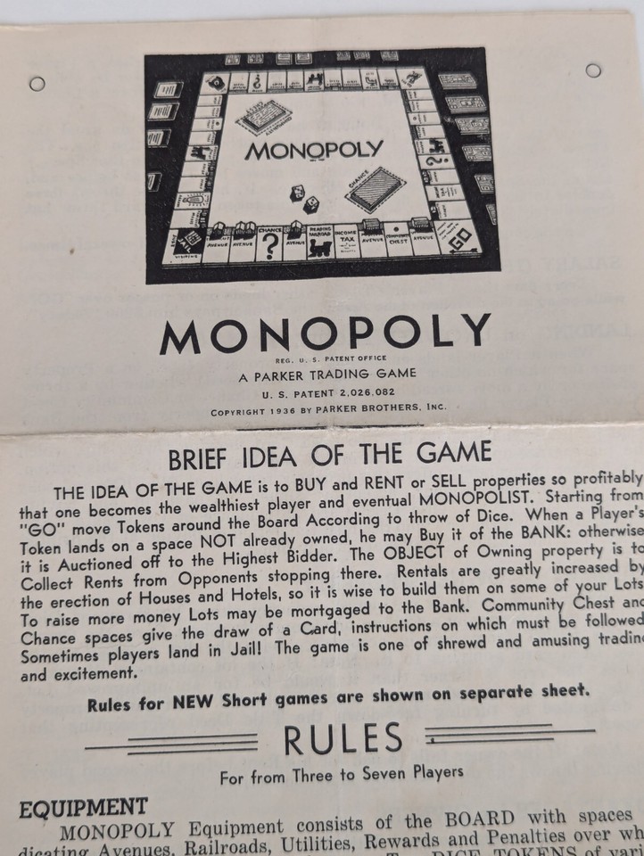 Vintage 1930s MONOPOLY Game - 8 RARE Composite Tokens, Wood Hotels ...