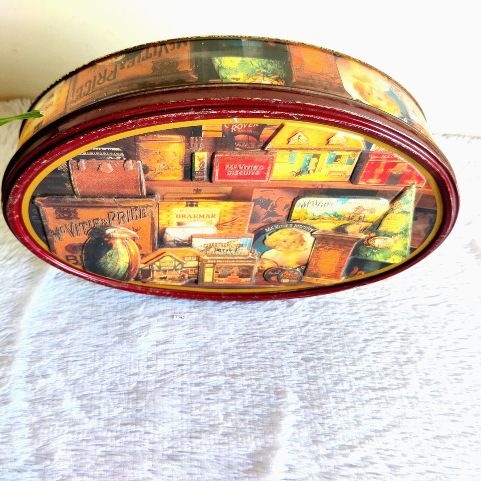 1940s Vintage Mc Vities Biscuit Tin Boxes Graphics Oval Shape Tin Box ...