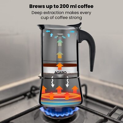 Stovetop & Induction Cooktop Espresso & Coffee Maker/Mocha, 200 Ml ...