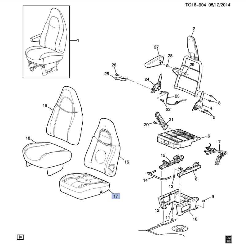 Genuine GM Seat Cushion Pad 88979479 for sale online | eBay