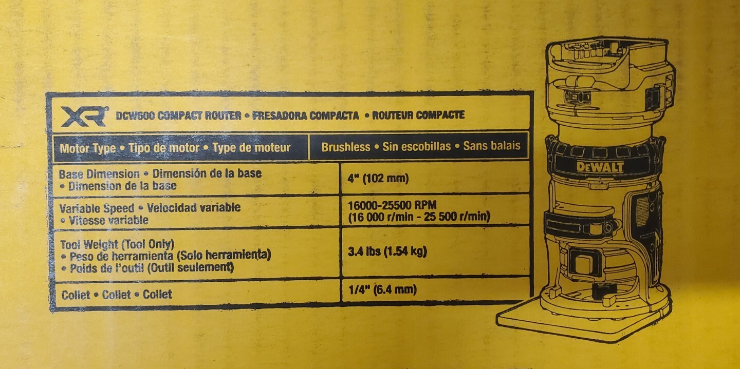 DEWALT DCW600 20V MAX XR Cordless Brushless Compact Router DCW600B New ...