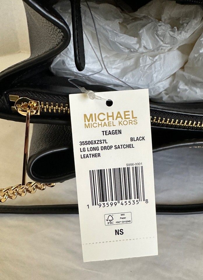 MICHAEL KORS Teagan Large Black Pebbled Leather Shoulder Tote Bag | eBay