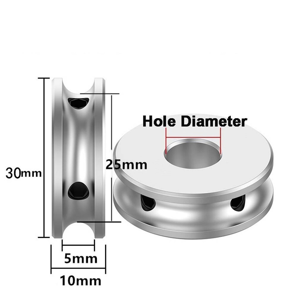 Aluminum U Groove Pulley Round/O Type Belt Drive Pulleys For 5mm Belts ...