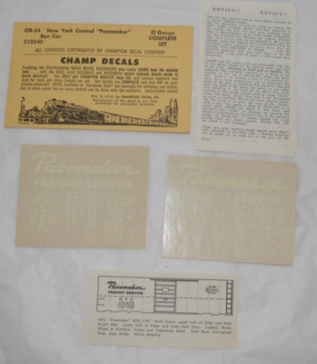 O Scale Champ Decals OB- 24 New York Central "Pacemaker" Box Car | eBay