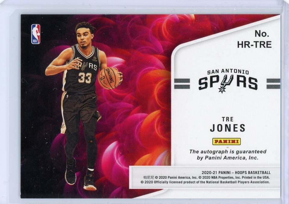 2020-21 Panini Hoops Tre Jones Spurs Rookie HOT Signatures Rookies ...