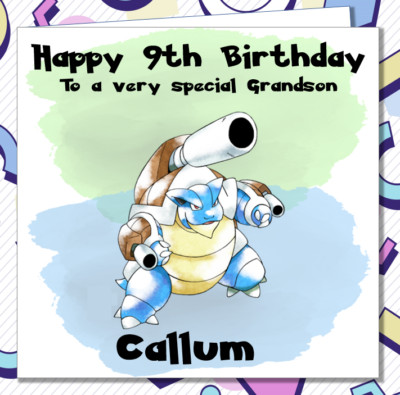 Personalised Pokemon Mega Blastoise Birthday Card Son Daughter Nephew ...