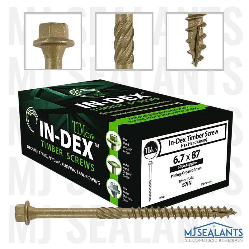 Timco Timber Frame & Landscaping Hex IN-DEX Green Outdoor Screws 50pcs ...