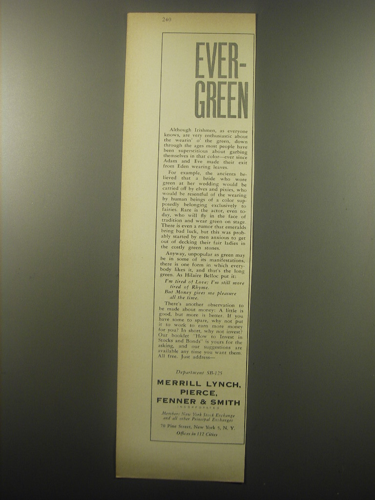 1959 Merrill Lynch Ad - Evergreen | eBay