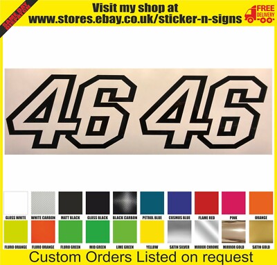 2x VR46 VR 46 Racing Fairing Belly Pan Helmet Stickers Motorbike Most ...