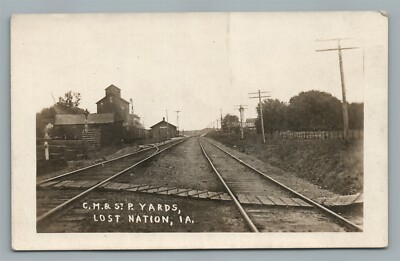 LOST NATION IA RAILROAD STATION RAILWAY DEPOT ANTIQUE REAL PHOTO ...
