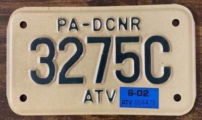 2002 Pennsylvania ATV License Plate 3275C Conservation Natural ...