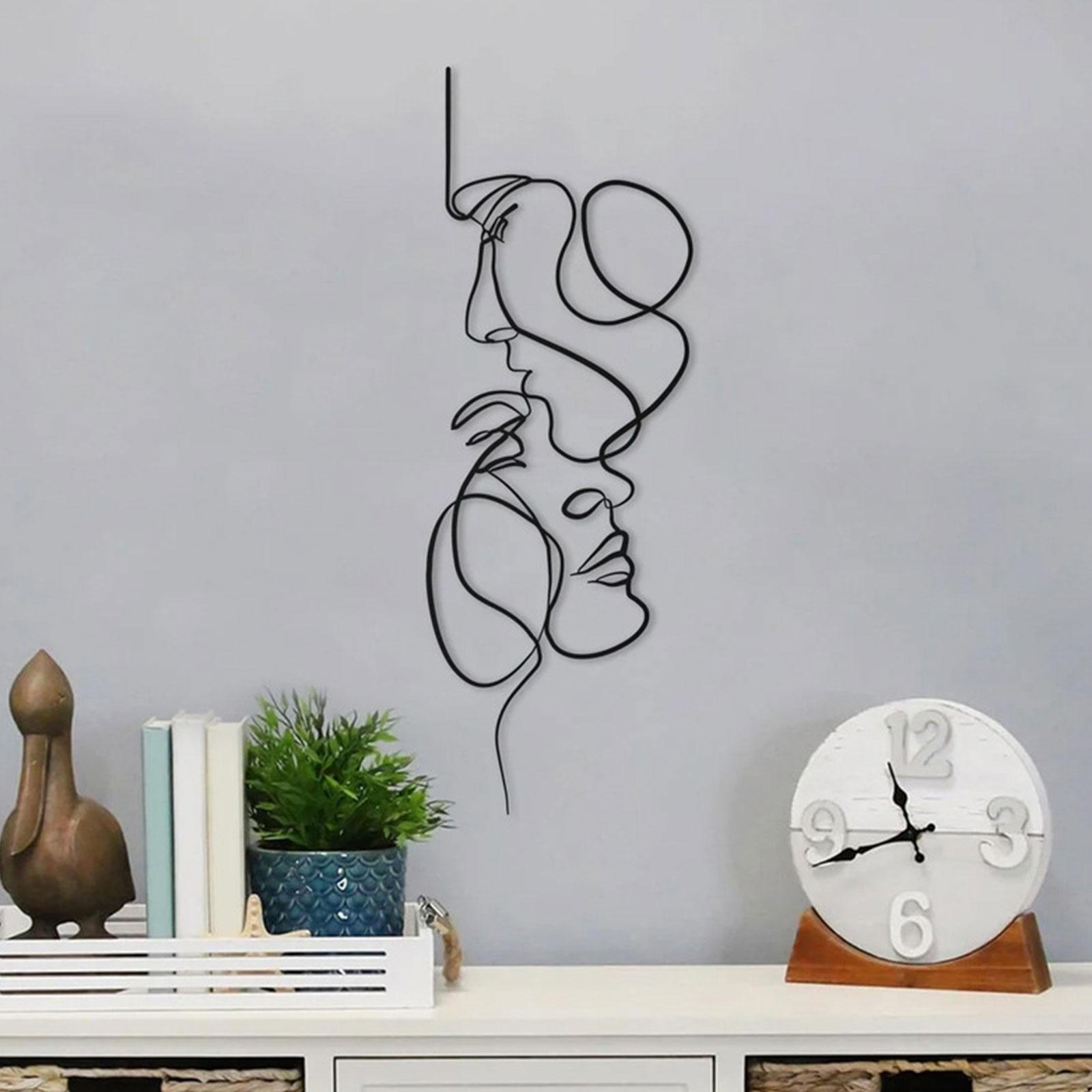 Minimalist Couple Face Decor Metal Minimalist Abstract Man Woman Wall ...