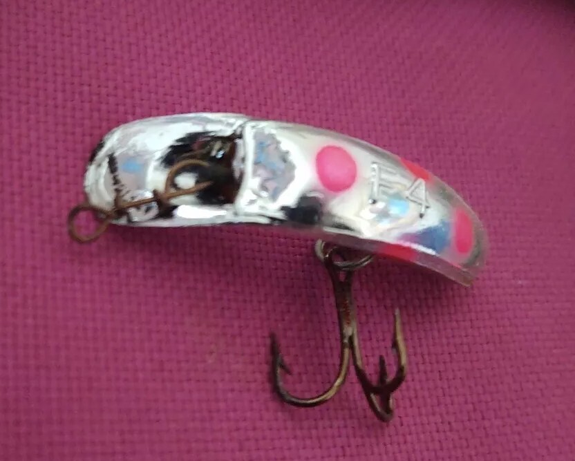 VTG LURE F-4 SPF2 Helin’s Flat Fish FLATFISH Silver Red Dots DETROIT ...