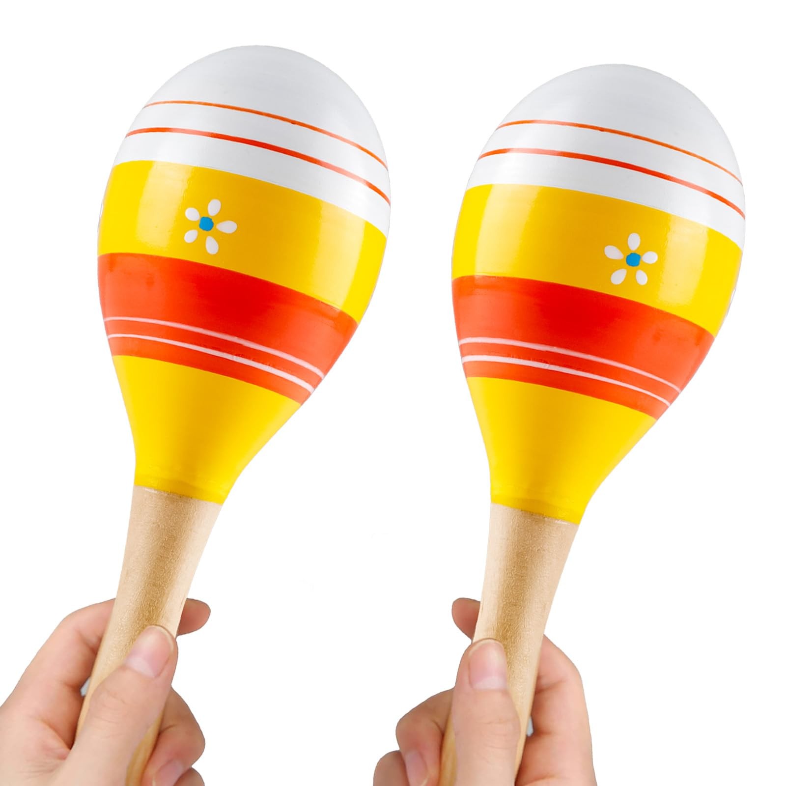 2PCS Wooden Maracas, 7.5 Inch Wooden Rumba Shaker Musical Instruments ...